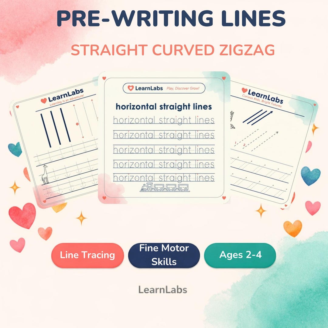 Pre-writing Lines Worksheets Printable Tracing Practice Preschool Fine ...