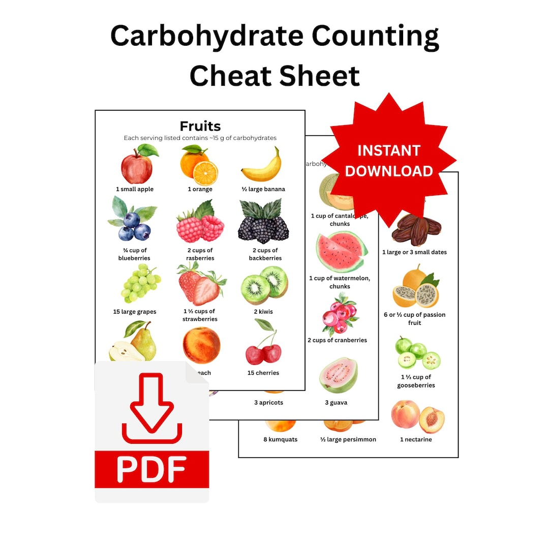 Fruit Carb Counting Chart | 15g Carb Portions | Diabetes Nutrition ...