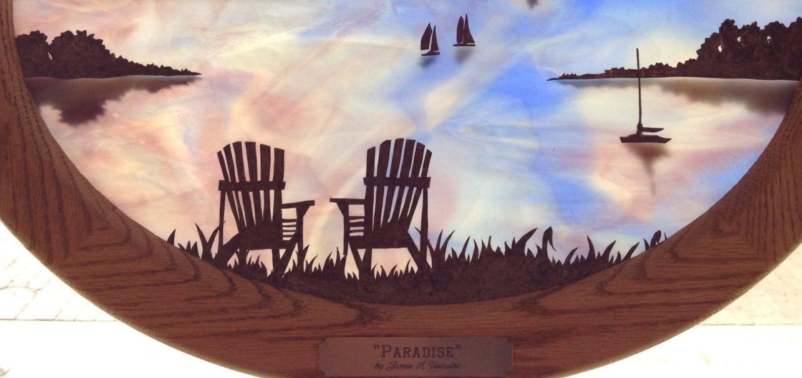 Stained Glass Copper Overlay beach Lazy Day paradise - Etsy