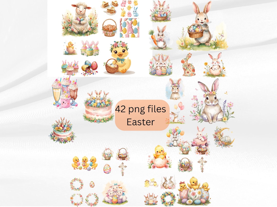 Easter Clipart Bundle – Bunny, Duck, Sheep, Eggs & Spring Flowers ...