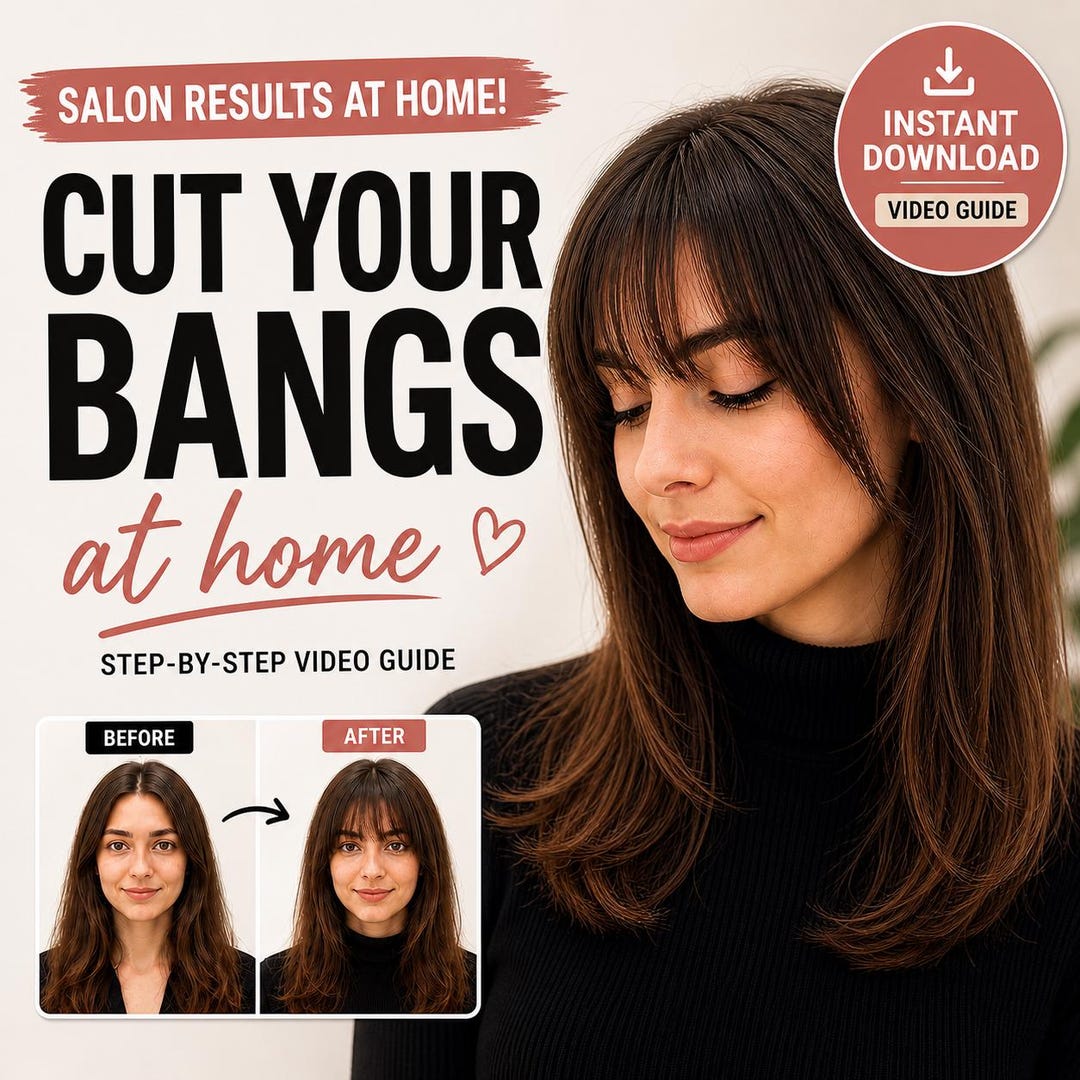 DIY Bangs Haircut Tutorial | Step-by-step Video Guide (digital Download ...