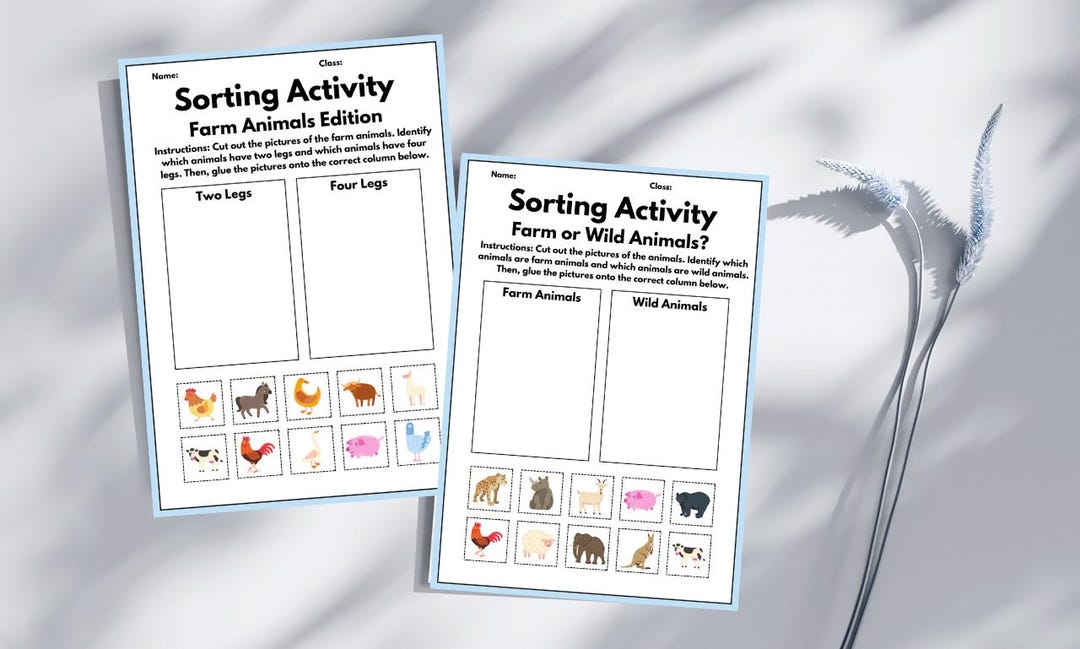 Animals Sorting Activity Printable, Preschool Kindergarten Learning ...