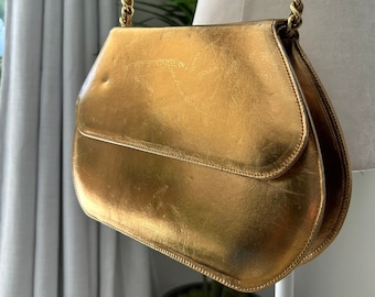 Small Leather Bag in BRONZE .cross Body Bag, GENUINE Leather Shoulder ...