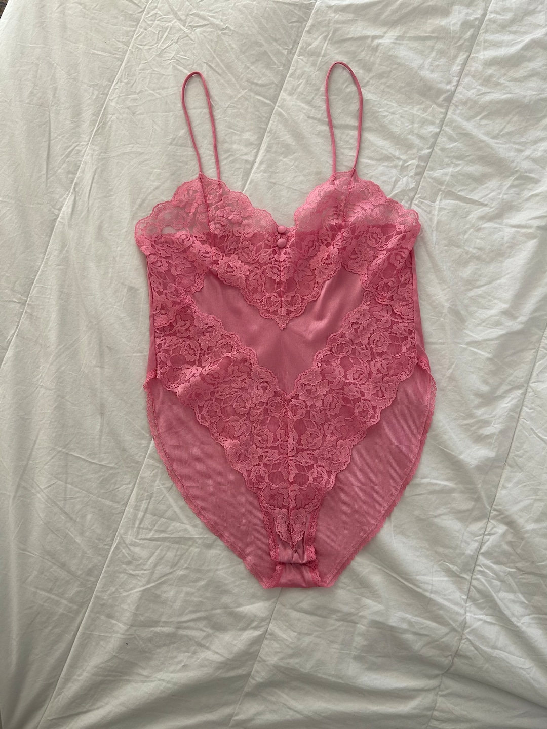 Vintage Pink Lace Teddy - Etsy