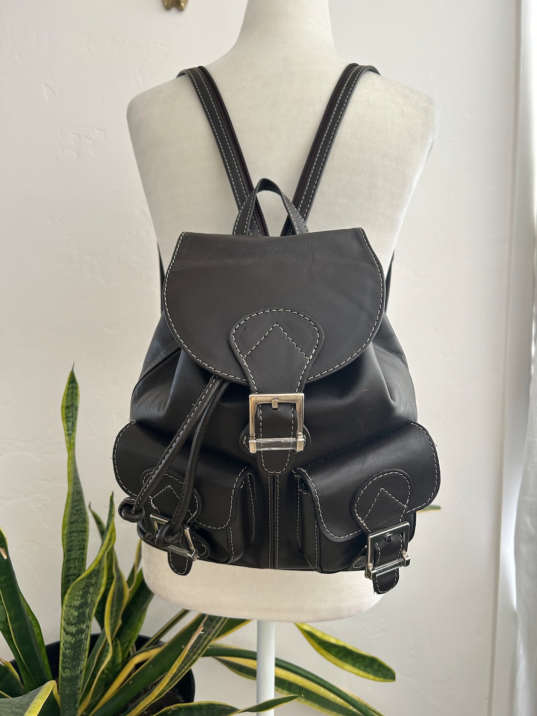 Brown Leather Mini Backpack - Etsy