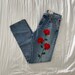Vintage Cache Rose Embroidered High Waisted Denim Jeans - Etsy