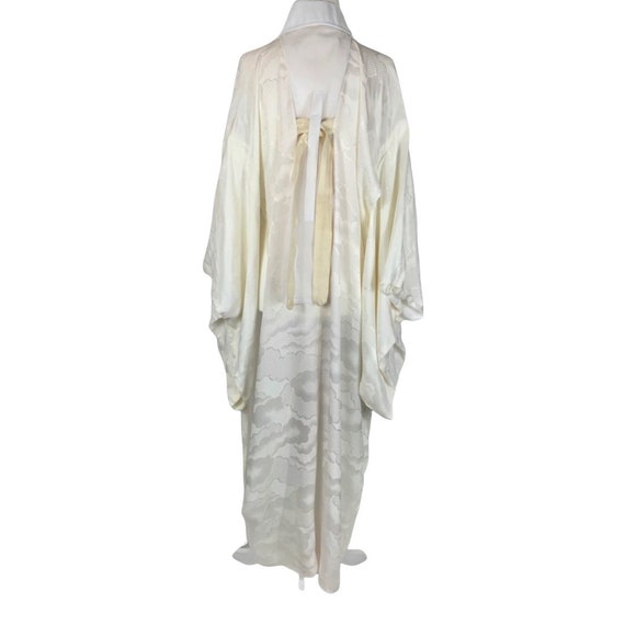 Vintage Traditional Japanese White Cloud Print Robe - Gem