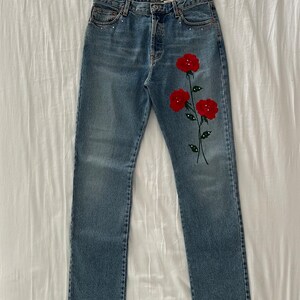Vintage Cache Rose Embroidered High Waisted Denim Jeans - Etsy