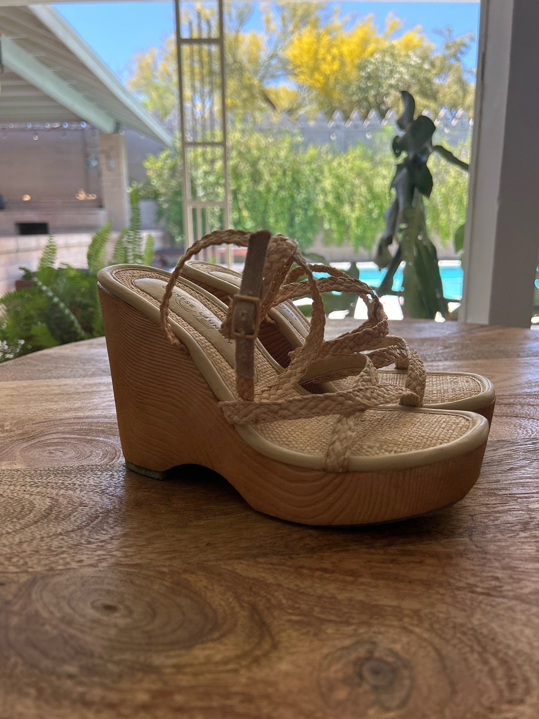 Y2K Raffia Wedge Heels 6.5 - Etsy