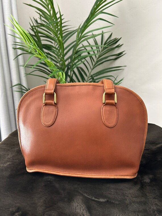Brown Leather Clamshell Bag - Gem
