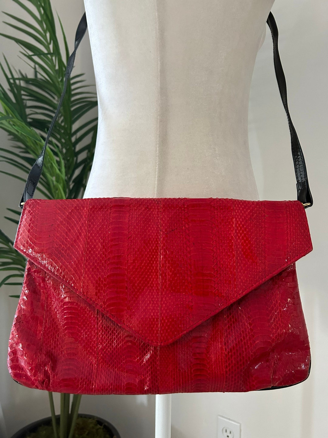 Red Snake Skin Crossbody Envelope Clutch - Etsy