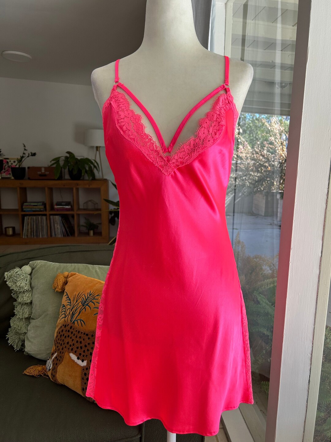 Victorias Secret Neon Pink Chemise - Etsy