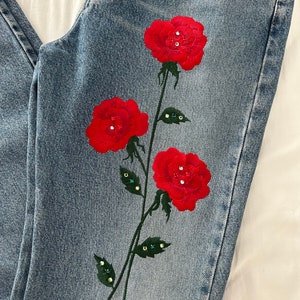 Vintage Cache Rose Embroidered High Waisted Denim Jeans - Etsy