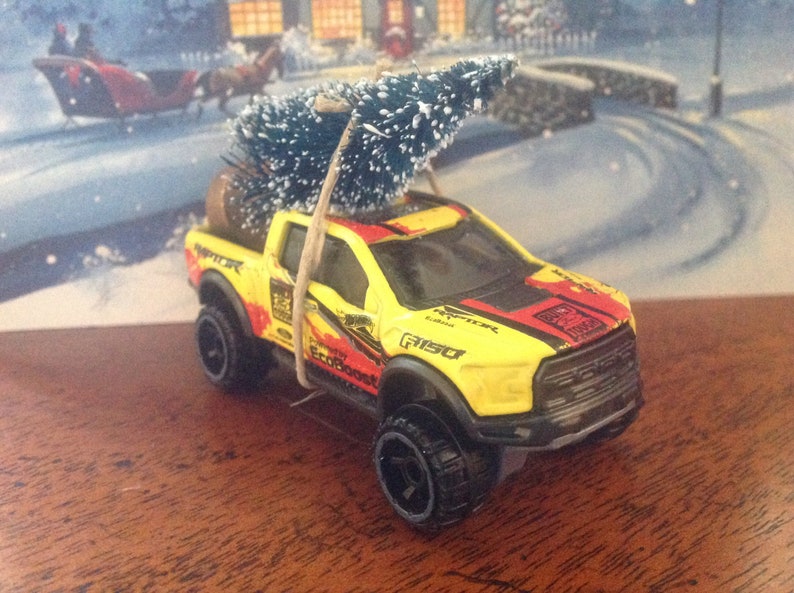 Ford F-150 Pickup Raptor Carrying Christmas Tree Yellow Ford - Etsy