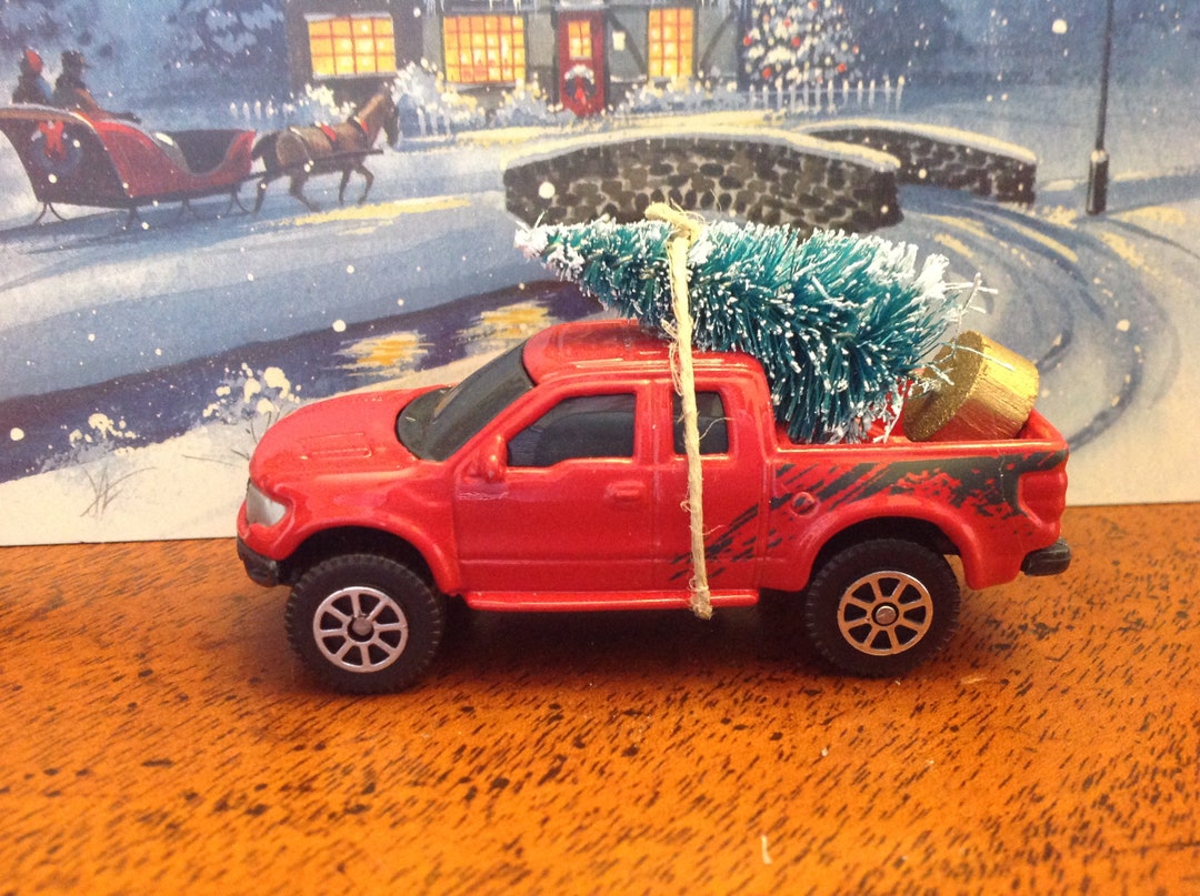 Ford F-150 Pickup Truck Carrying Christmas Tree, Red Ford F-150 Truck ...