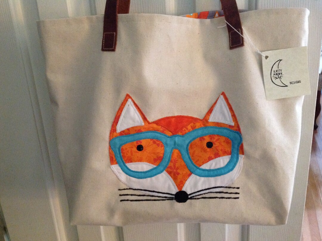 Fox Tote, OOAK Tote, Large Fox Bag, Lined Fox Bag, Summer Tote ...