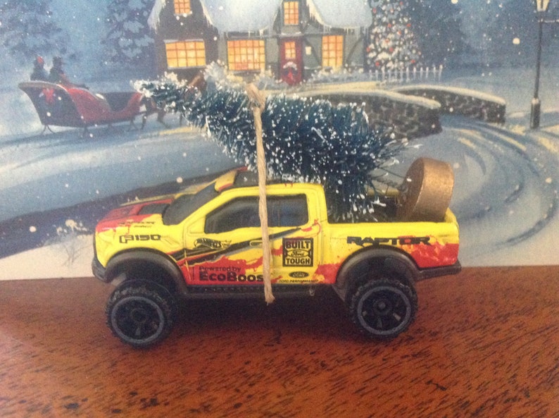 Ford F-150 Pickup Raptor Carrying Christmas Tree Yellow Ford - Etsy