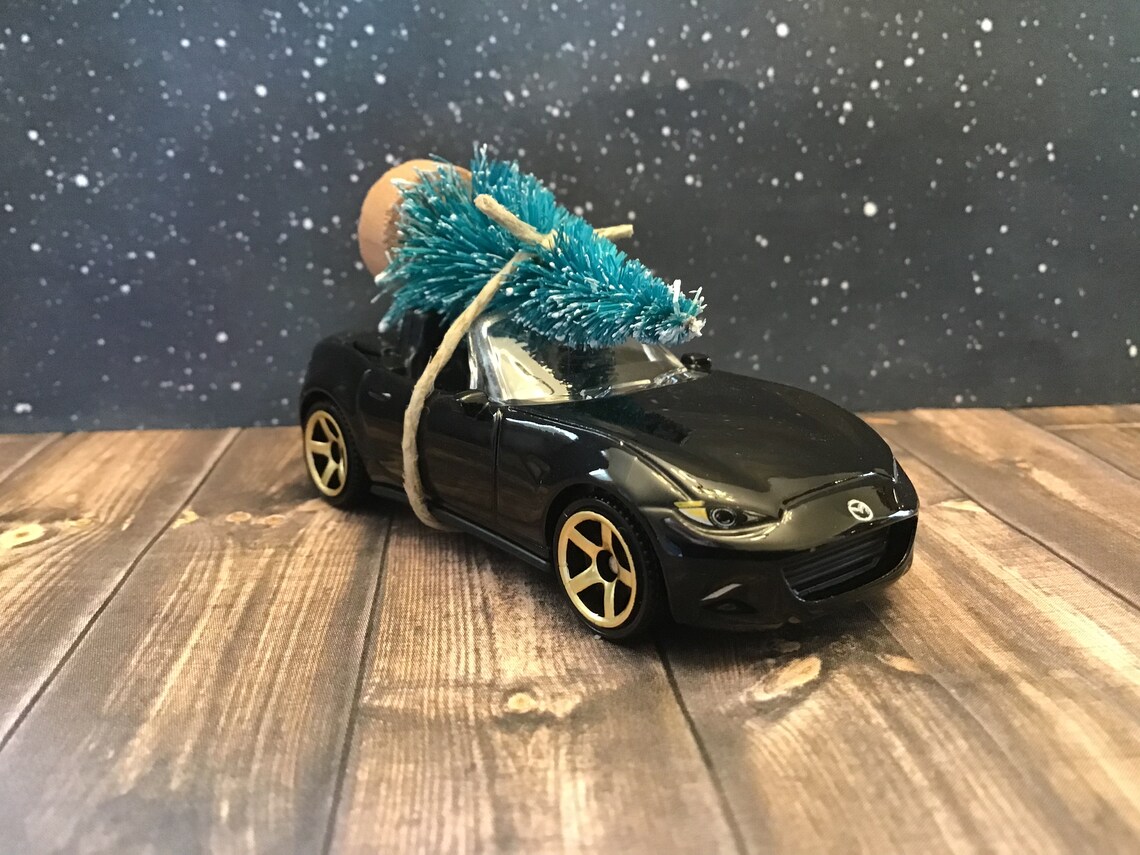 Miata Convertible Carrying a Christmas Tree Black Miata - Etsy