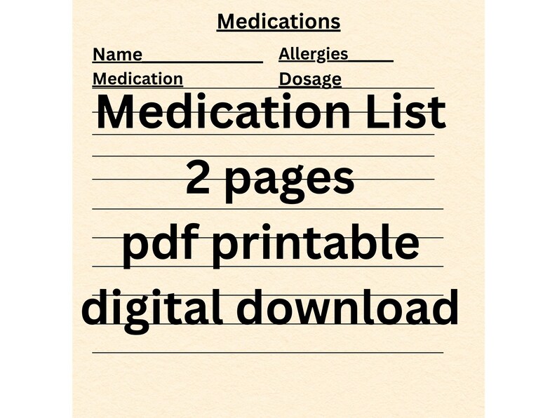 Medication Tracker Log: Health Binder Insert (digital Download) - Etsy