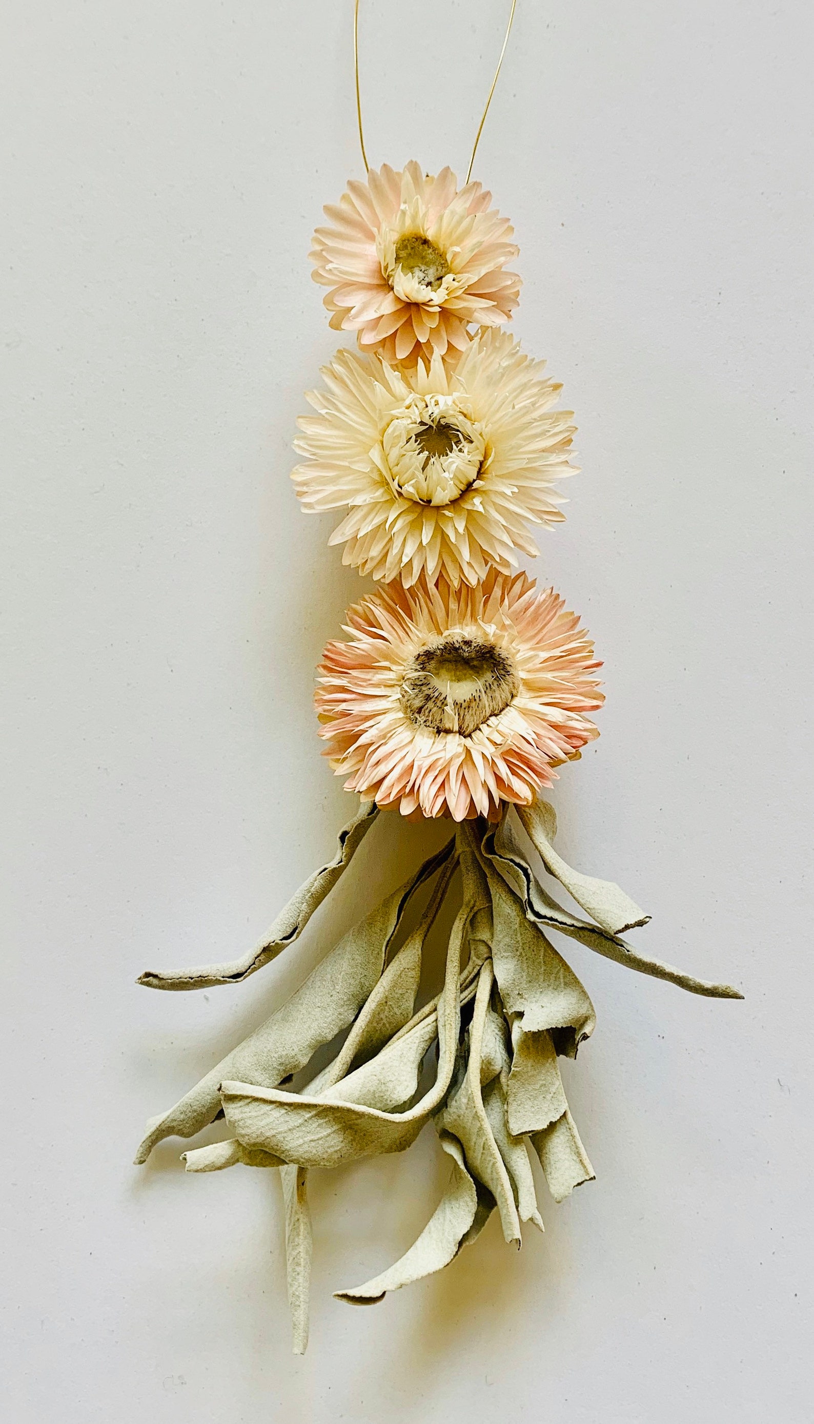 White Sage Ornaments With Straw Flowers Sage Clusters Smudge - Etsy