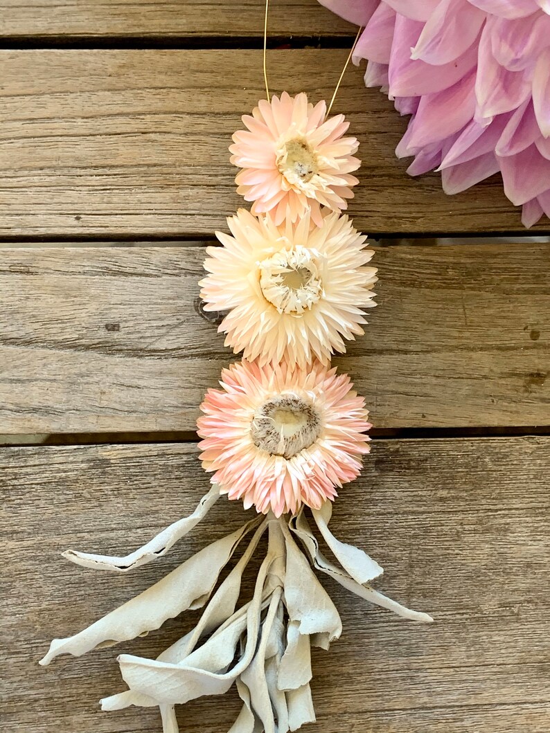 White Sage Ornaments With Straw Flowers Sage Clusters Smudge - Etsy