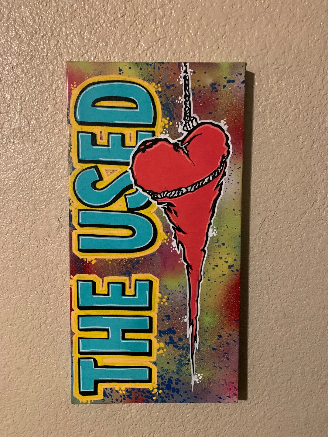 Hand Painted the Used Heart Logo Canvas Painting - Etsy