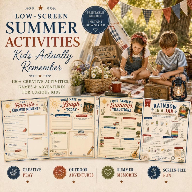 Summer Kids Activities Printable Outdoor Games Screen Free Bucket List ...
