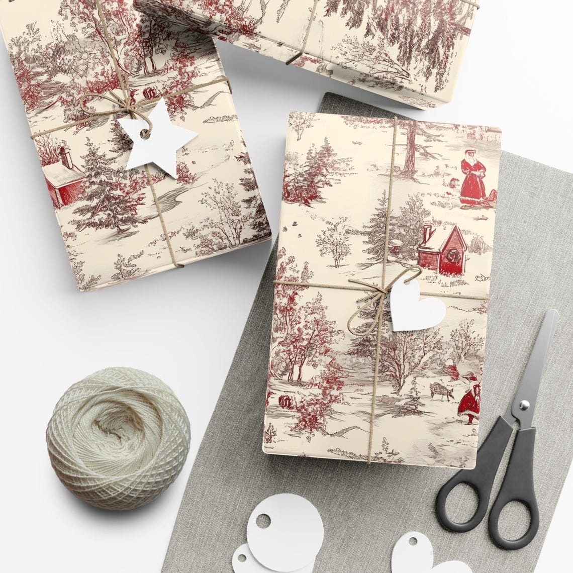 Gift Wrap Papers, Vintage Victorian Christmas Toile Wrapping Paper ...