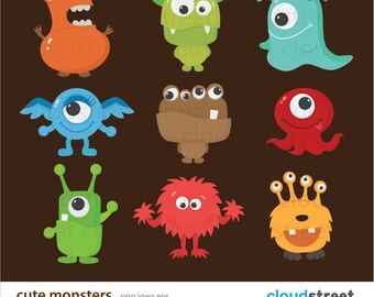 Little monsters clipart Birthday party monsters Monsters