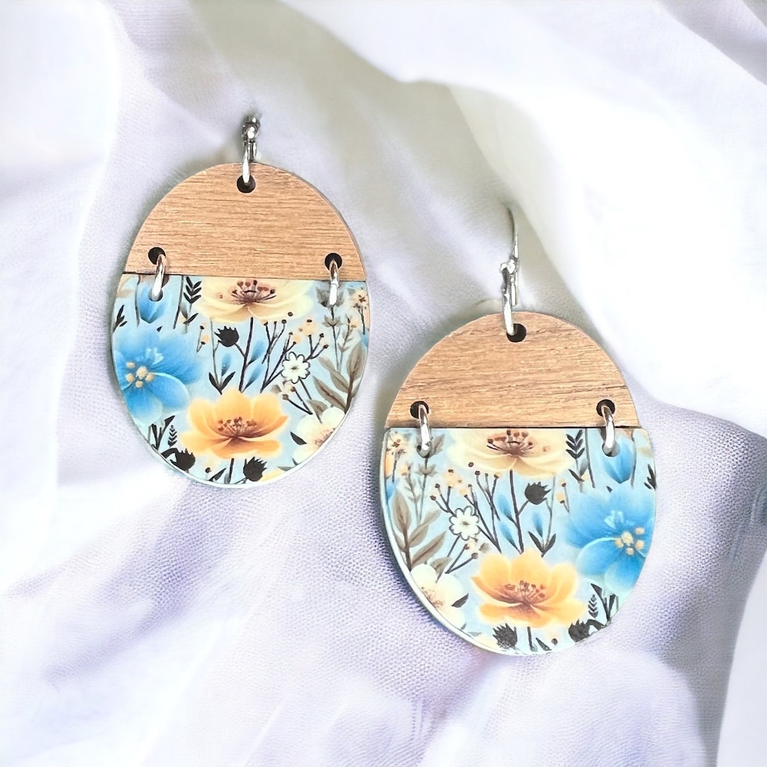 Double Layer Oval Earring Svg-spring Earrings-glowforge Earrings-easter Earrings for Laser ...