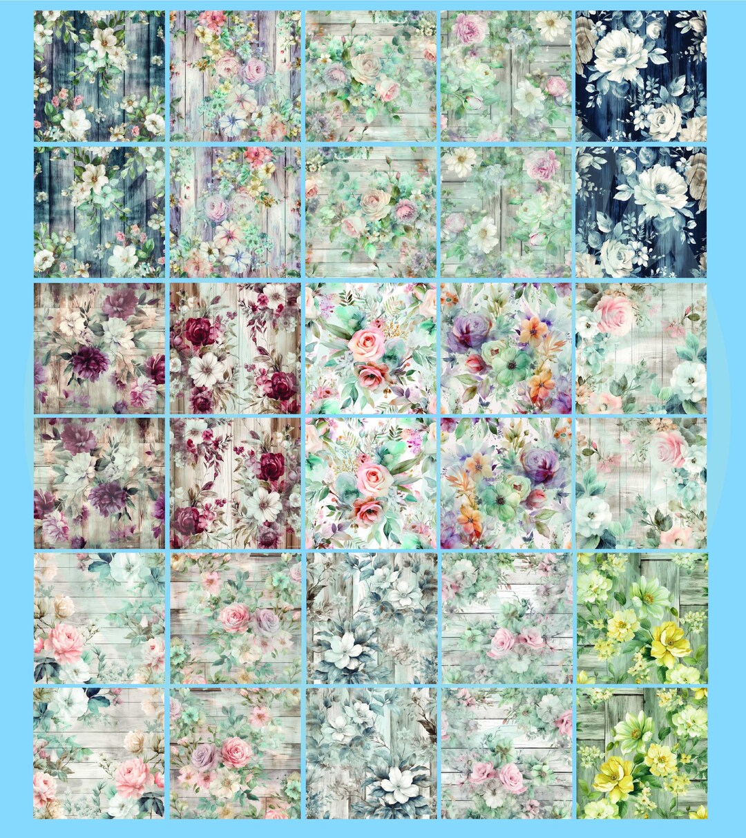 Watercolor Florals and Whitewashed Wood-subshape Earring Sublimation ...