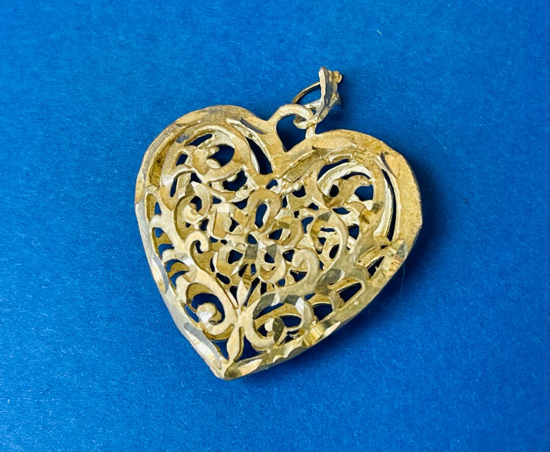 Pretty Sterling Silver Filigree Heart Pendant - Etsy