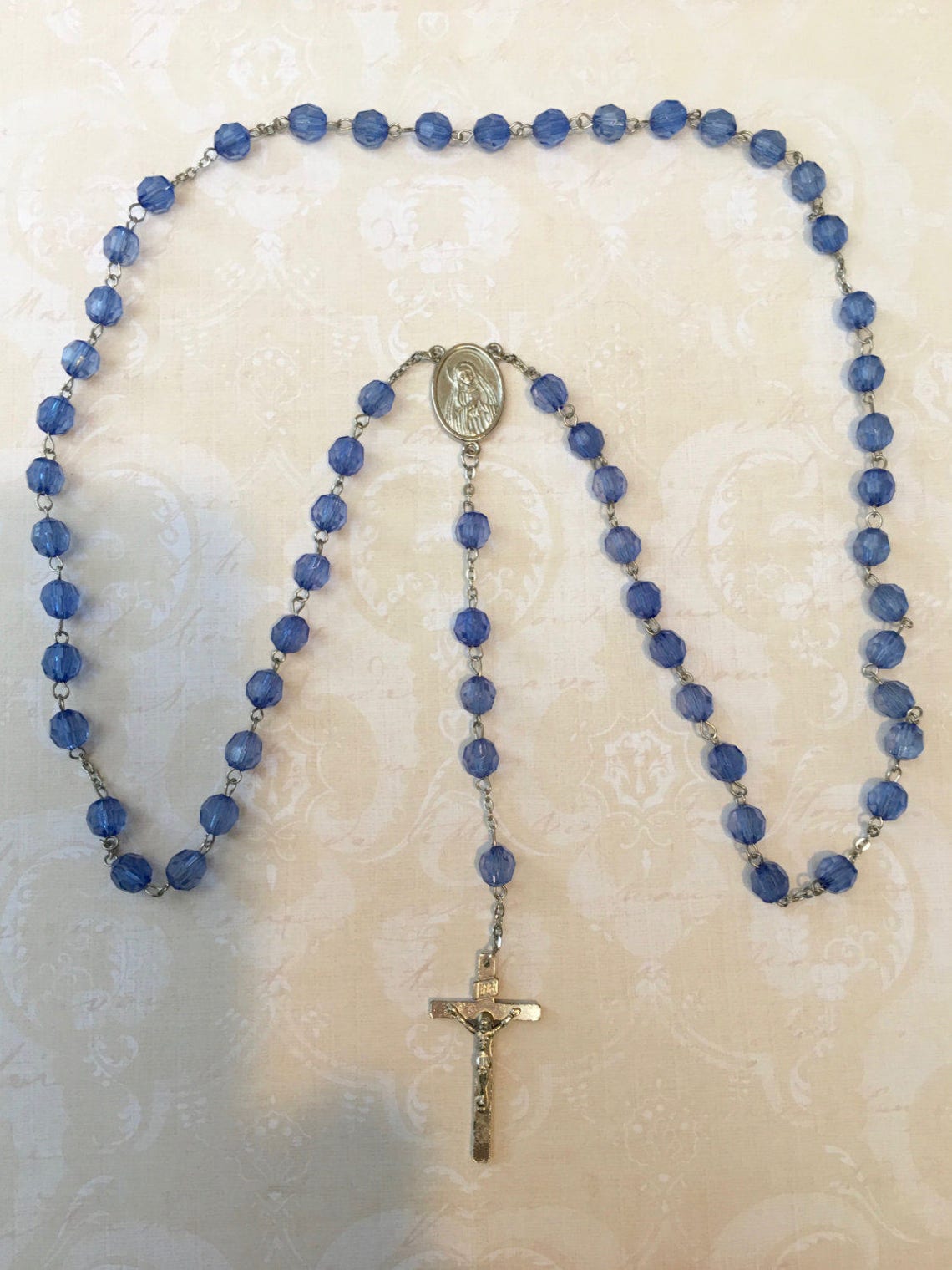 Pretty Rosary with St Joseph Medal | Etsy