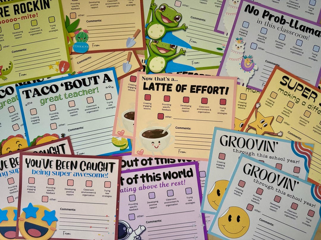 Teacher Feedback Cards | Walkthrough Forms | Administrator Positive ...