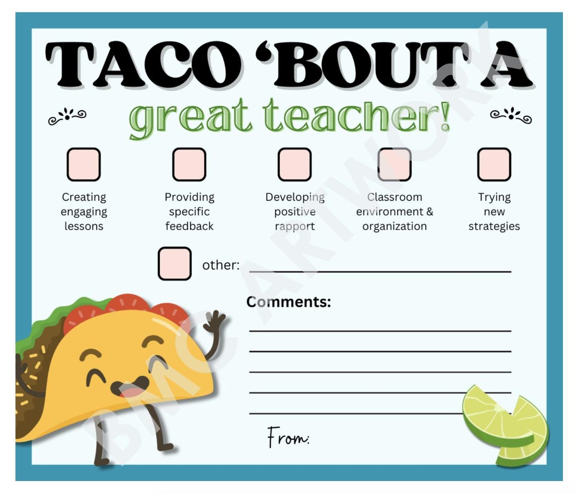Teacher Feedback Card | Walkthrough Form | Administrator Positive ...