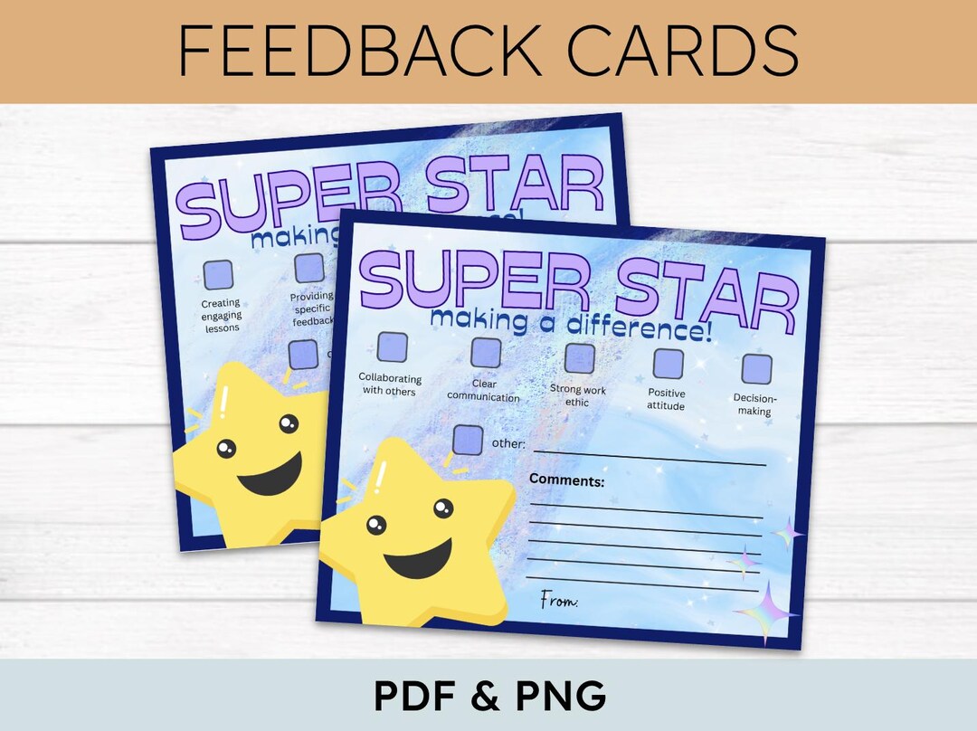 Positive Feedback Card: Star Design - Etsy