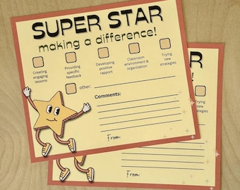 Teacher Feedback Card | Walkthrough Form | Administrator Positive ...