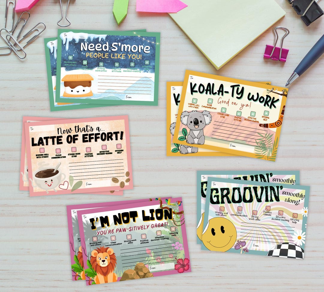 Printable Positive Recognition Cards | 20 High-resolution 5x7 PNG ...