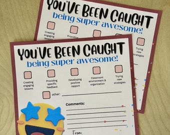 Teacher Feedback Card | Walkthrough Form | Administrator Positive ...