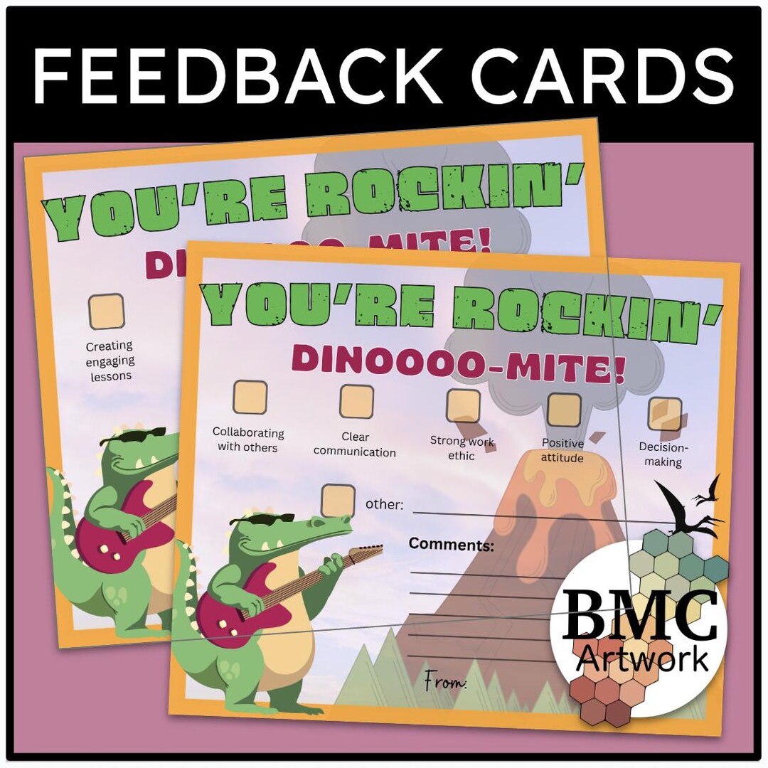 Positive Feedback Card: Dino Design - Etsy UK