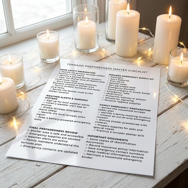 Tornado Preparedness Master Checklist Printable Tornado Safety Plan ...