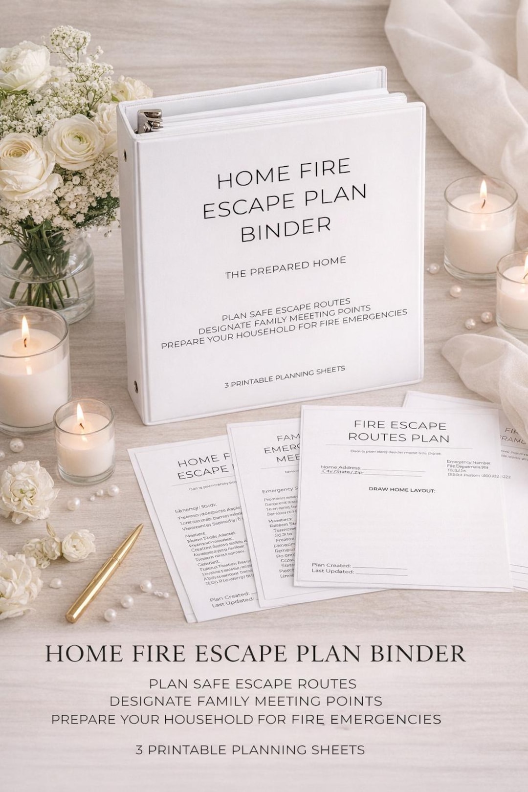 Home Fire Escape Plan Printable | Fire Escape Map Family Emergency Plan ...