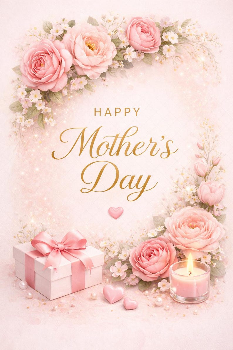 Floral Mother's Day Wall Art, Happy Mom Gift, Modern Decor (digital ...