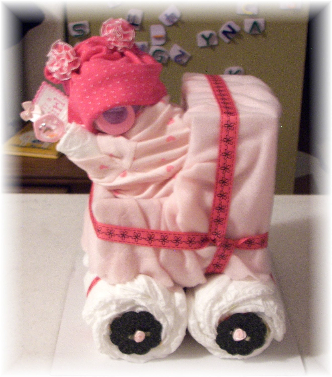 Diaper Cake Diaper Baby Girl & Stroller Custom Add | Etsy