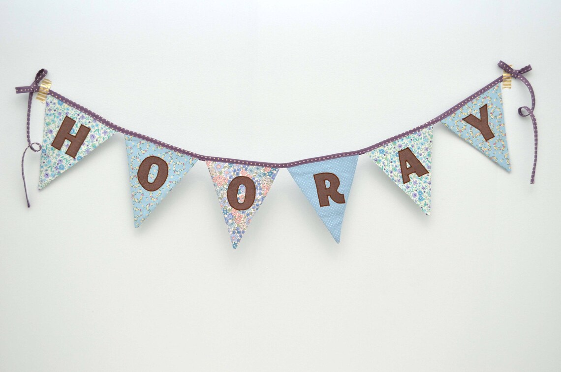 Reusable HOORAY Banner - Dusty Blue and Lavender - Etsy