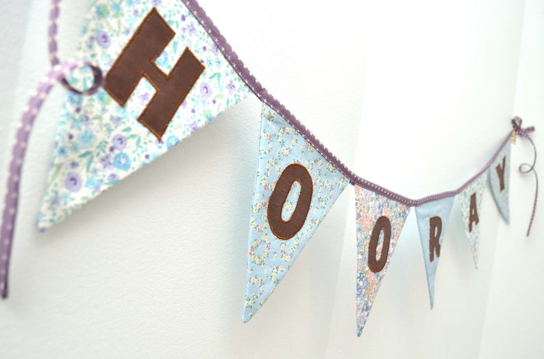 Reusable HOORAY Banner - Dusty Blue and Lavender - Etsy