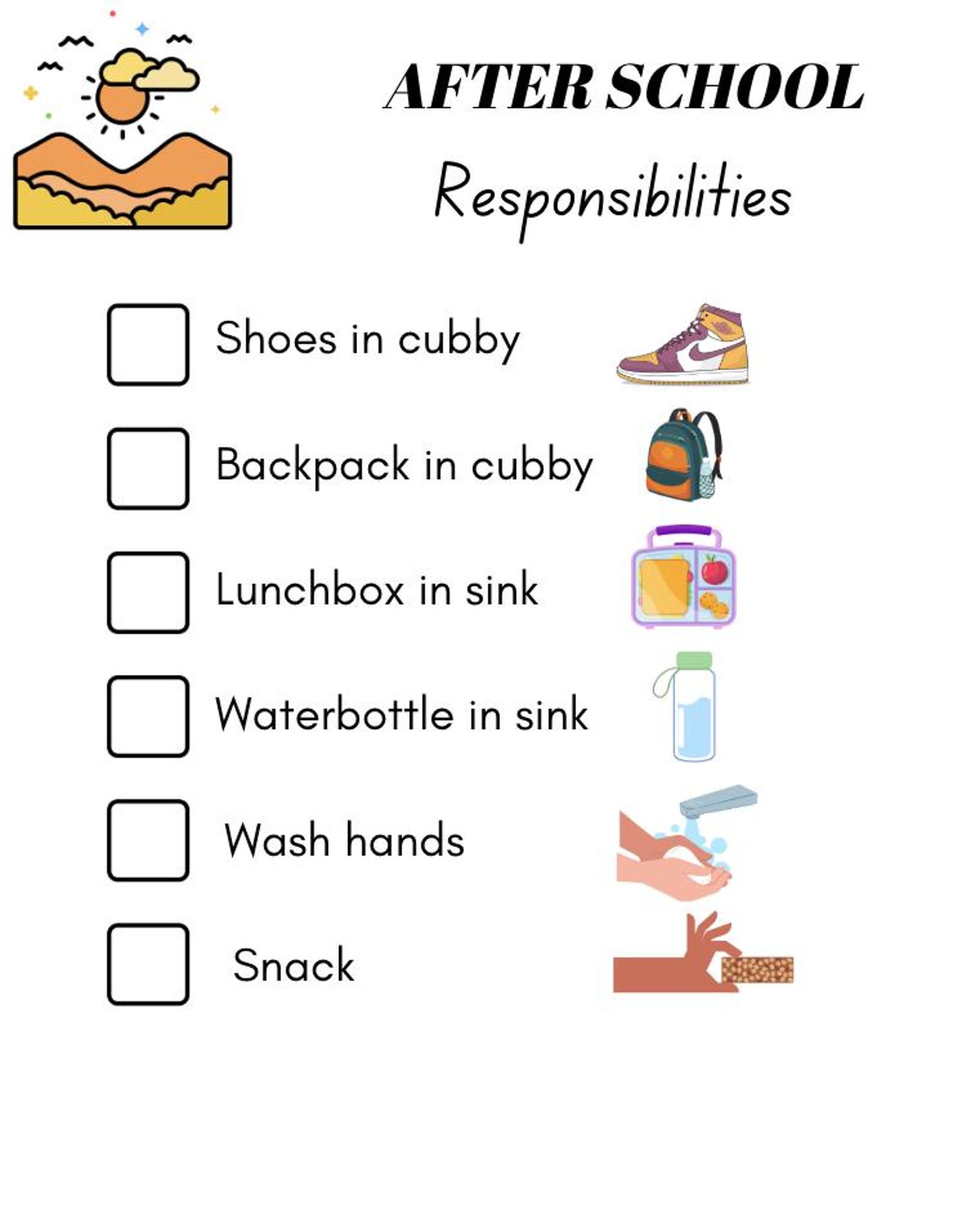 Editable After-school Routine Checklist for Kids | Printable Canva ...