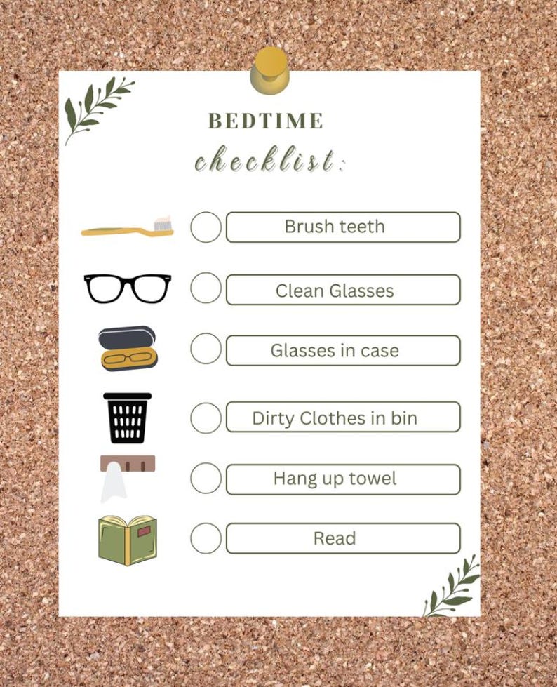 Editable Kids Bedtime Routine Checklist | Printable Visual Schedule ...