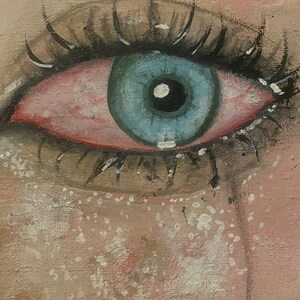 Crying Blue Green Eye - Hand Painted- Acrylic Canvas - Etsy