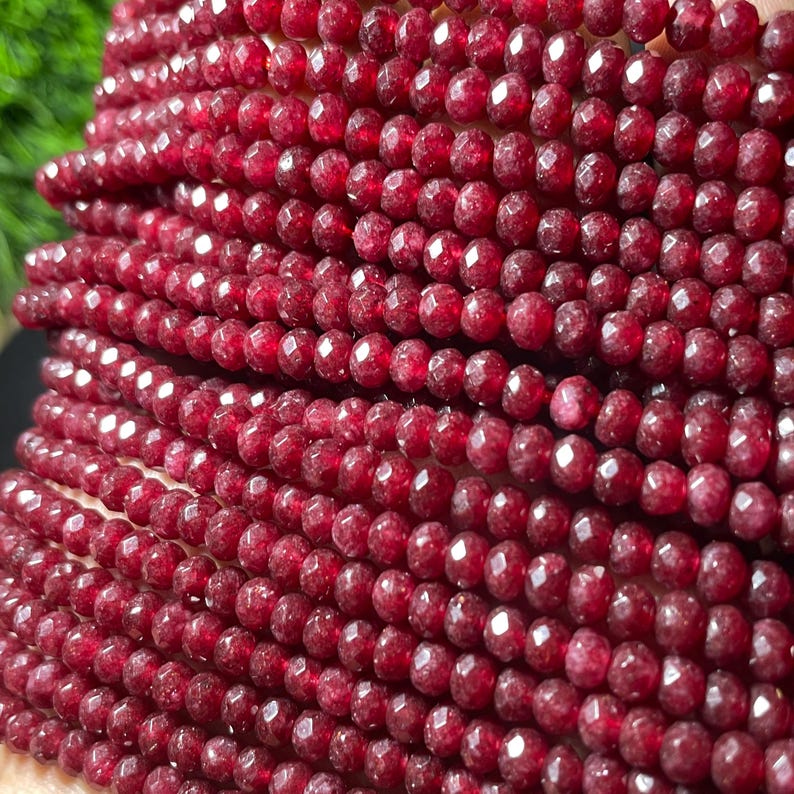 Natural Ruby Beads Strand, Faceted Ruby Rondelle Beads, Red Ruby Loose ...